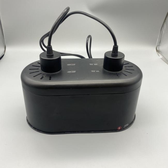 Side view of reptile heating lamp showing dome construction