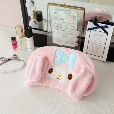 China Hello Kitty Sanrio Hair Drying Cap with Cute Embroidery Made of Premium Coral Fleece Gentle on Scalp for sale