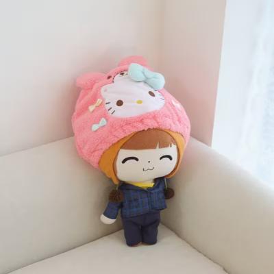 China Sanrio Kawaii Cap para el cabello seco rápido con adorable diseño 3D Sanrio hecho de material de lana de coral en tamaños personalizables en venta