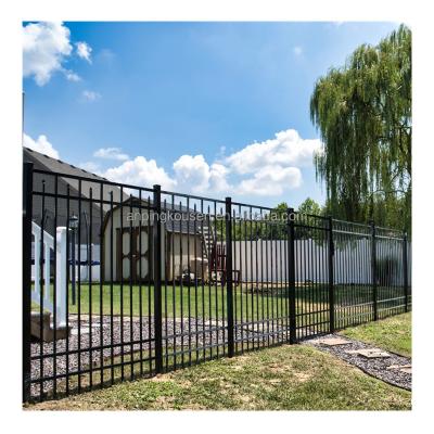 China 6ft x 8ft Flat Top Corten Metal Picket Heavy Duty gegalvaniseerd poeder bedekt tuin hek Te koop