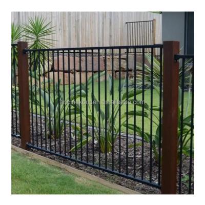 China 6ft x 8ft Flat Top Corten Metal Picket Heavy Duty gegalvaniseerd poeder bedekt tuin hek Te koop