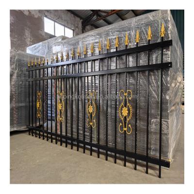 China 6ft x 8ft Flat Top Corten Metal Picket Heavy Duty gegalvaniseerd poeder bedekt tuin hek Te koop