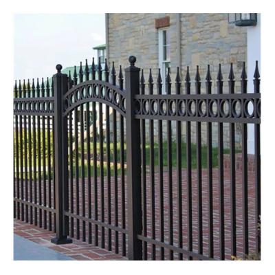 China Amerika markt beste keuze zwart pvc bedekt smeedijzeren hek met gegalvaniseerde ornamenten Te koop