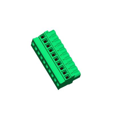 Cina Con la latta opaca verde Pluggable 35PCS/Tary ROHS del connettore PA66 del blocchetto terminali dell'orecchio 12P 5,08 in vendita