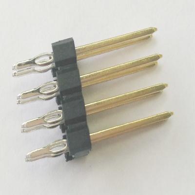 China WCON Press Fit Pin Header Connector Single Row 2.54 Pitch PBT Black ROHS for sale