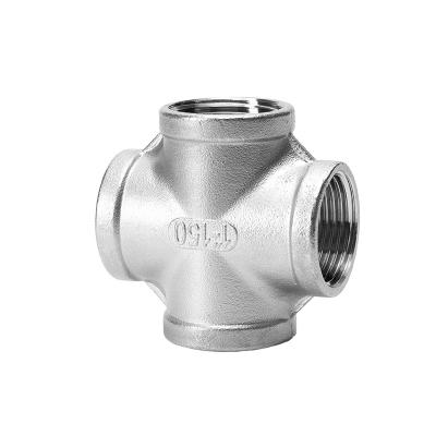 China Threaded Cross Stainless Steel Screwed Pipe Fittings NPT Thread Metal Pipe Screw for sale