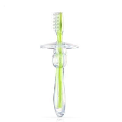 China BPA Free Baby Teether Training Teeth Soft Safe Bendable Toothbrush Remove Food Debris Silicone Toothbrush factory