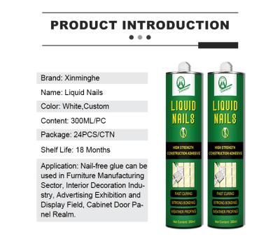 China 300ml Cartridge MH Liquid Nails Strong Adhesion Replace Nails White Latex Holes Nail Free Glue for sale