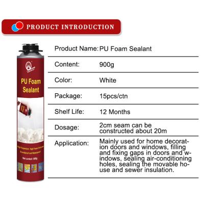 China Professional Fire Resistance Polyurethane MF Mixture PU Foam Spray Sealant for Door and Windows Construction 750ML Great for sale