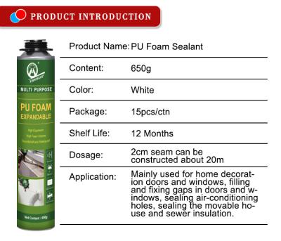 China 750ml One Component Polyurethane Foam Spray for Fire Retardant Sealing of Air-conditioning Holes and Gap Filling for sale