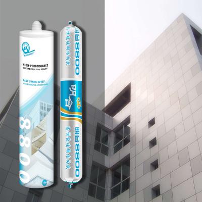China MH8800 High Temp Heat Resistant Caulk for Steel Glass Curtain Wall Silicone Sealant Adhesive 590ml Sausage MF Mixture for sale