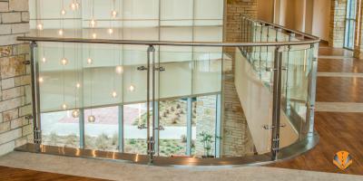 China Deck Railing Fence System, Curved Glass Railing for sale