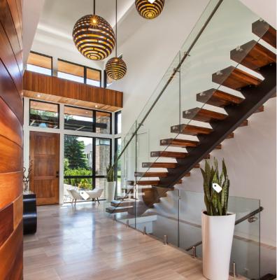 China Latest Design Modern Staircase Straight Wood Steel Stairs for sale