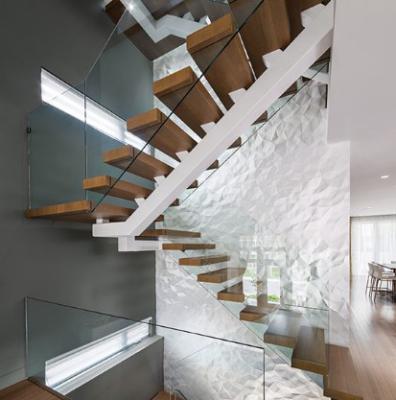 China Factory Price Wood Tread Stair  Indoor L Shaped Wood Steel Stair for sale