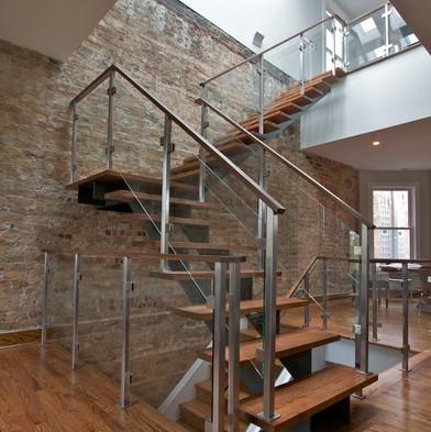 China Steel-wood stairs solid wood tread staircase Interior for sale