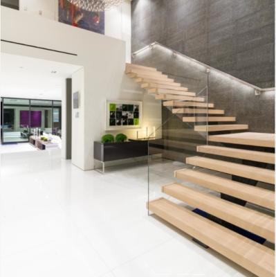China Residential L shape stair design steel wood staircase for sale