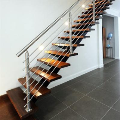 China I shape stair design mono stringer wood steel staircase for sale