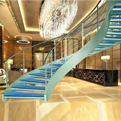 China Luxury curved glass staircase for sale for sale