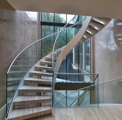 China Arc Modern Wood Steel Round Staircase for sale