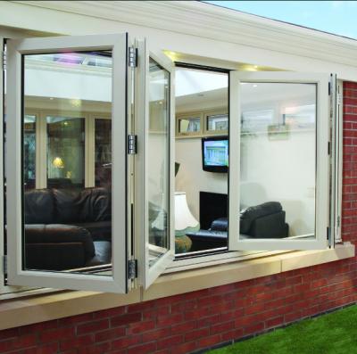 China Double panel folding glass windows prefabricated windows and doors for sale