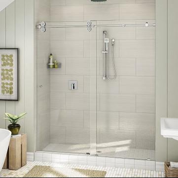 China Top Roller Bathroom Sliding Glass Door Frameless Shower Enclosure for sale