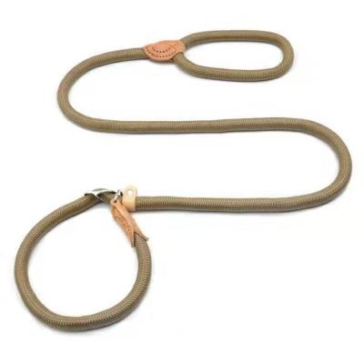 Cina Corda di nylon rotonda del cane con i pezzi della pelle bovina che camminano la corda di formazione di P che stringe D telescopica in vendita