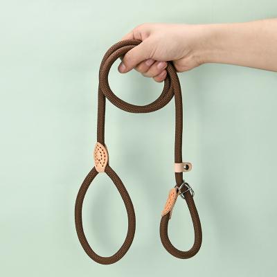 Cina Corda di nylon rotonda del cane con i pezzi della pelle bovina che camminano la corda di formazione di P che stringe D telescopica in vendita