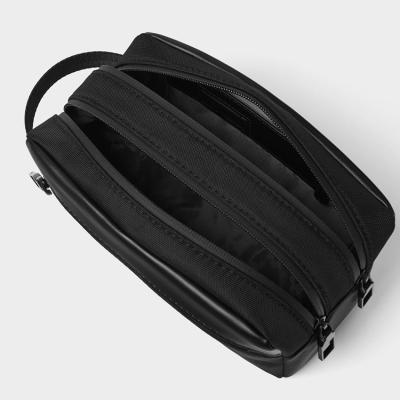 Cina Black PU 20x13cm Cosmetic Toiletry Bag Embossed Logo in vendita