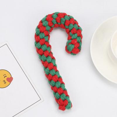 中国 ロープはおもちゃのクリスマスのキャンディ・ケーンの形をきれいにする不朽犬歯を編んだ 販売のため