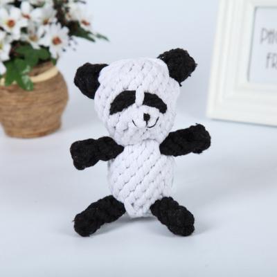 中国 モルのクリーニングの粉砕の子犬の歯が生えるおもちゃ、おもちゃをかみ砕いている編みこみのおかしいパンダ犬 販売のため
