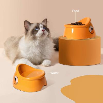 Cina Cat Dish Bowl elevata inclinata, Cat Feeding Bowl inclinata ceramica in vendita