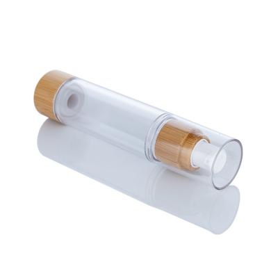 China Plastic 30ml 100ml Lotion Airless Pump Bottles 30ml 50ml With Bamboo Decorations for sale