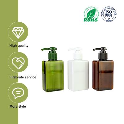 China 125ml Green/White/Amber rectangle smooth with Green/White/Amber pump for shampoo lotion bottle for sale
