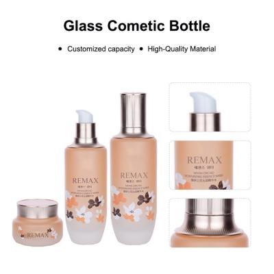 China 50g 50ml 120ml Skin Care Orange Bottle Matte Gradient Skin Care Products In Glass Bottles for sale