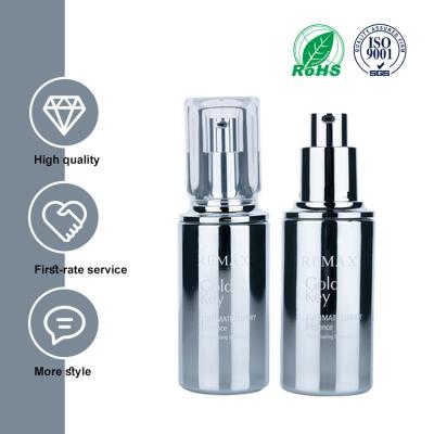 Cina Bottiglia cilindrica in vetro argento con guarnizione trasparente per bottiglie di vetro cosmetiche da 50 ml in vendita