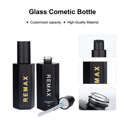 China 50 ml de vidro congelado vidro embalagem cosmética loção reciclada garrafas cosméticas hexagonais vidro à venda