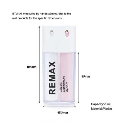 China 20ml X 2 Airless Pump Bottles White Pink Dual Chamber Plastic Airless Cosmetic Containers for sale