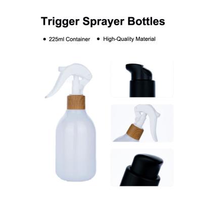 China White Trigger Sprayer Bottles With Bamboo Nozzles Spray Pump 60ml 120ml 225ml for sale
