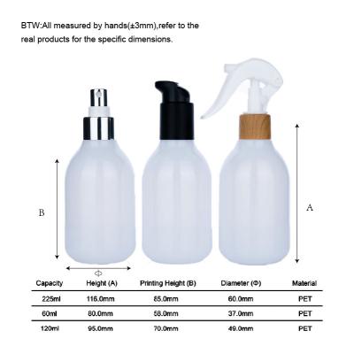China White Trigger Sprayer Bottles With Bamboo Nozzles Spray Pump 60ml 120ml 225ml for sale