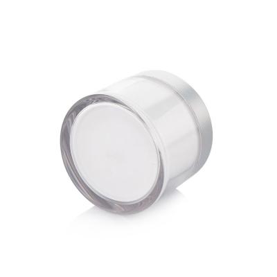 China 100g Double Layer Empty Face Cream Jars Plastic Customizable With Silver Lid for sale