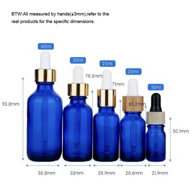 China 25ml 60ml Blue Glass Dropper Bottles 30ml Dropper Bottles With Pipette for sale