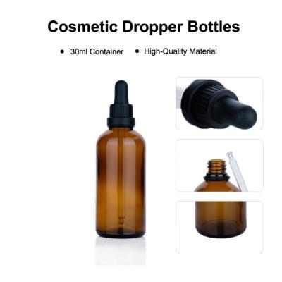 중국 100ml 유리 화장품 방울병 에센셜 오일 선명한 갈색 유리 병 판매용
