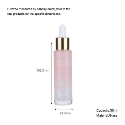 Cina Bottiglie gocciolanti vuote di vetro trasparente da 30 ml rosa gradiente con testa gocciolante di platino in vendita