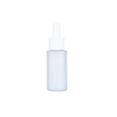 China 30ml Frosted Cosmetic Dropper Bottles White Glass Bottle Packaging For Hair Oil for sale