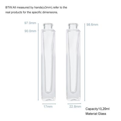 China 10 ml 20 ml Glasparfümflasche Transparent Kristallklar und undicht zu verkaufen