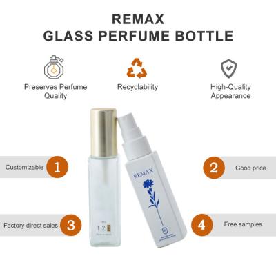China Doorzichtige glazen parfumfles Cosmetische verpakking Goud gegraven dop 50 ml Te koop