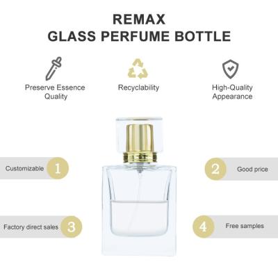 Cina 50 ml bottiglia di profumo di vetro con imballaggio cosmetico con tappo a filo dorato/nero in vendita