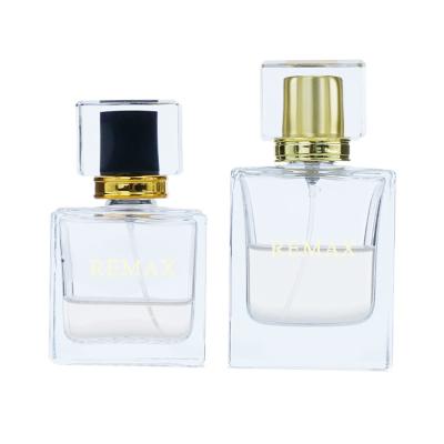 China 50 ml Glasparfümflasche Kosmetikverpackung mit Gold/Schwarz-Gewinde zu verkaufen