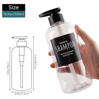 Κίνα 500 ml Διαφανές κυλινδρικό λείο με μαύρη αντλία για μπουκάλι σαμπουάν λοσιόν προς πώληση