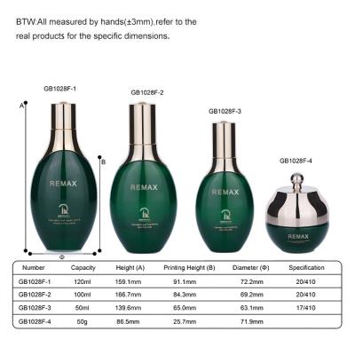 China Embalagem Cosmética de vidro de luxo de 120 ml Loção verde para cuidados pessoais à venda